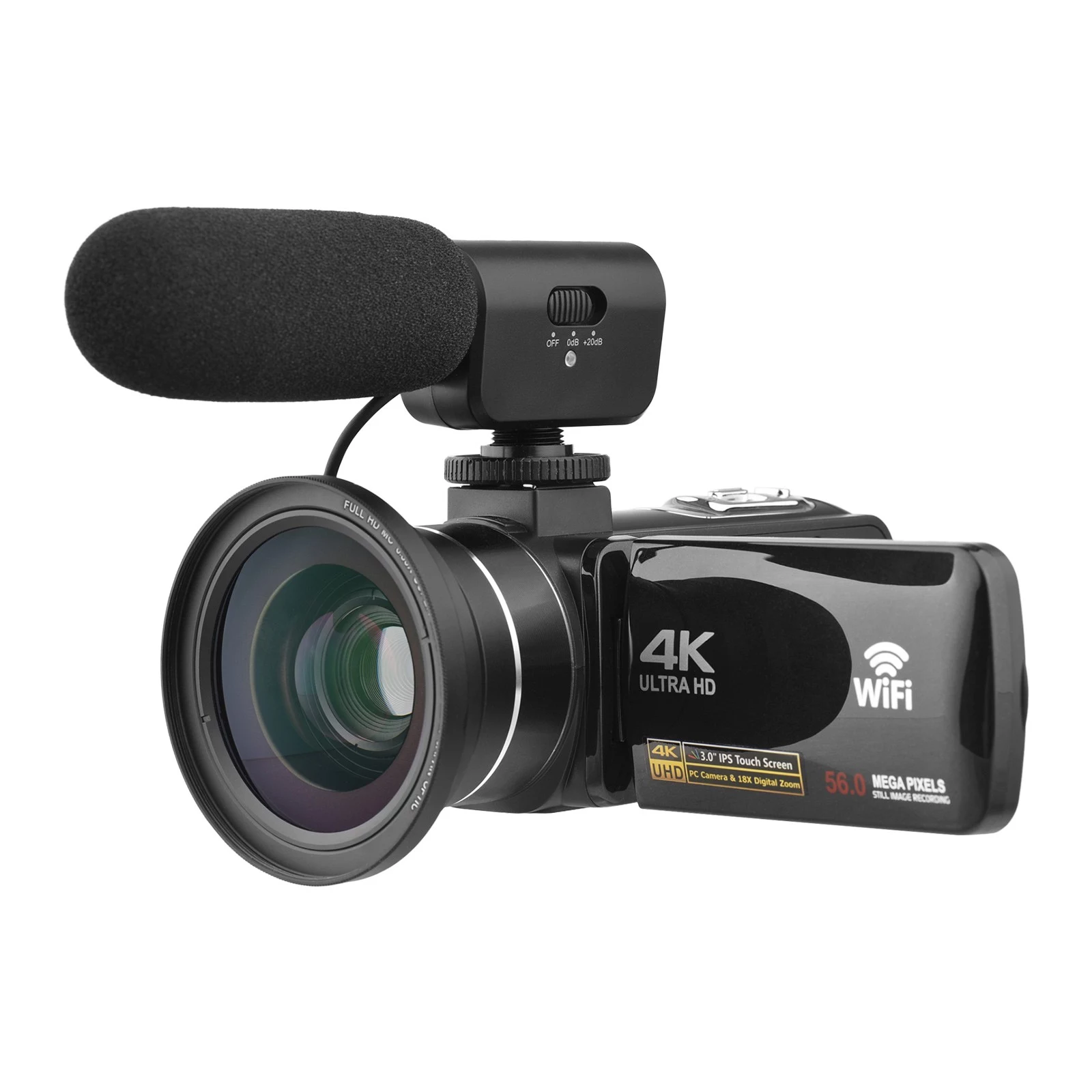 4K Digital Video Camera WiFi Camcorder DV Recorder 56MP 18X Digital ...